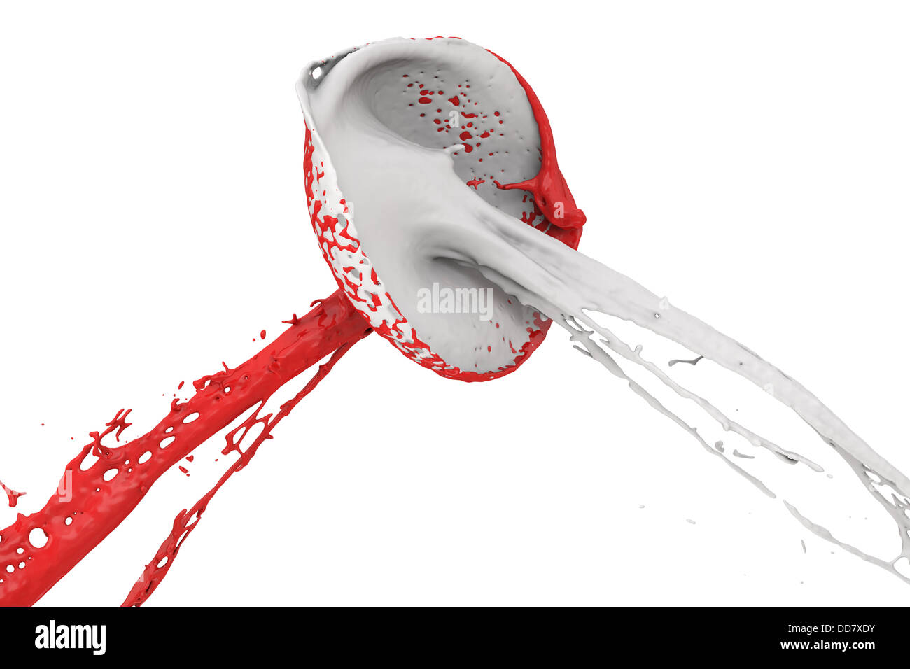 abstract red and white color splashes on white background Stock Photo ...