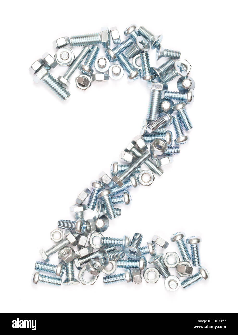 number 2 from nuts and bolts on white Stock Photo - Alamy