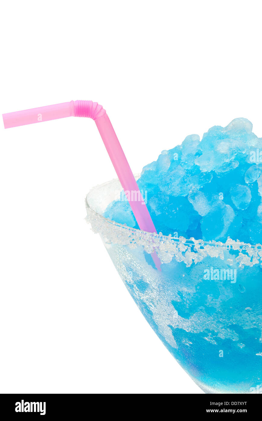 Frozen crushed ice blue cocktail with a straw Stock Photo - Alamy