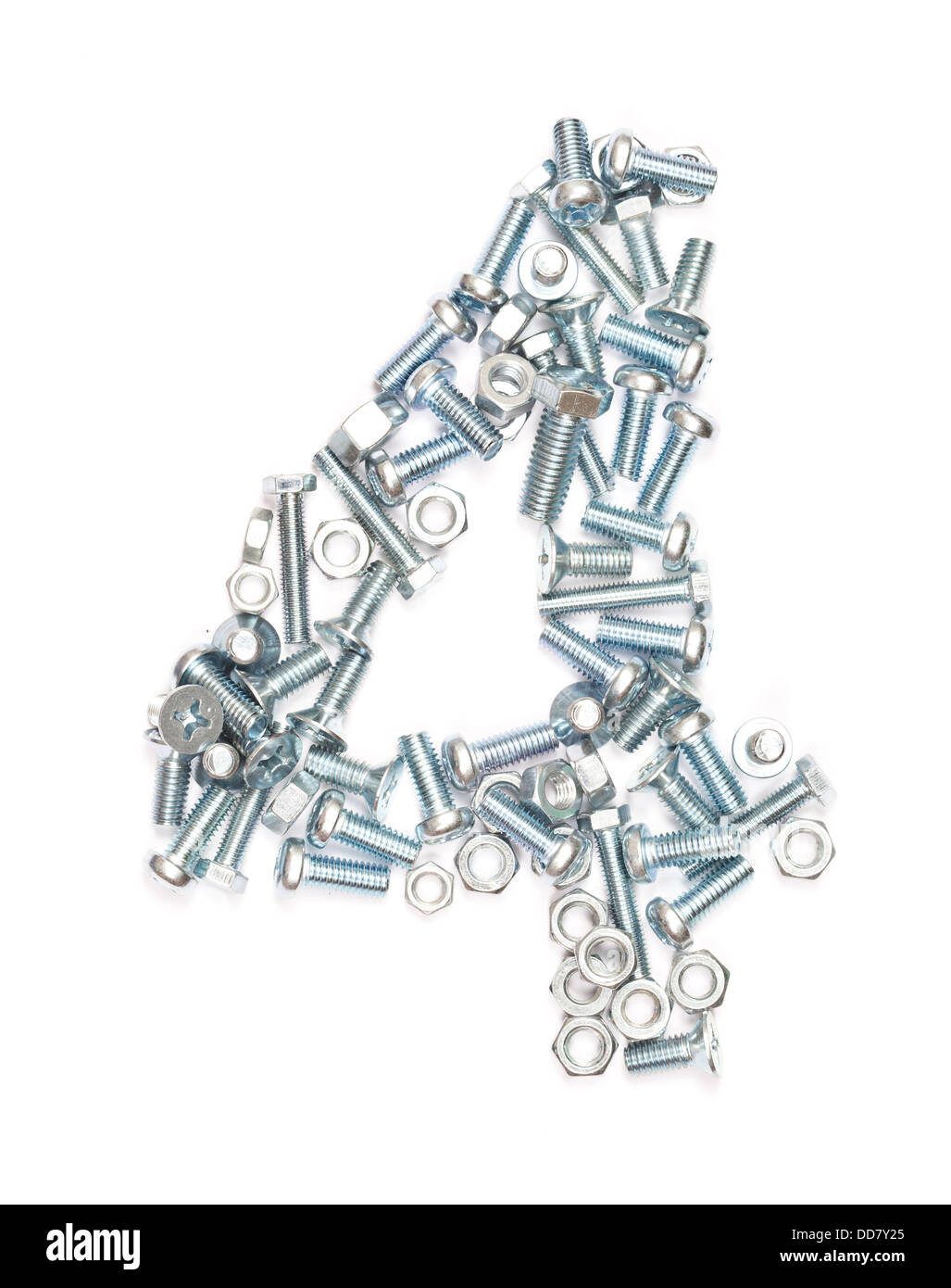 number 4 from nuts and bolts on white Stock Photo - Alamy
