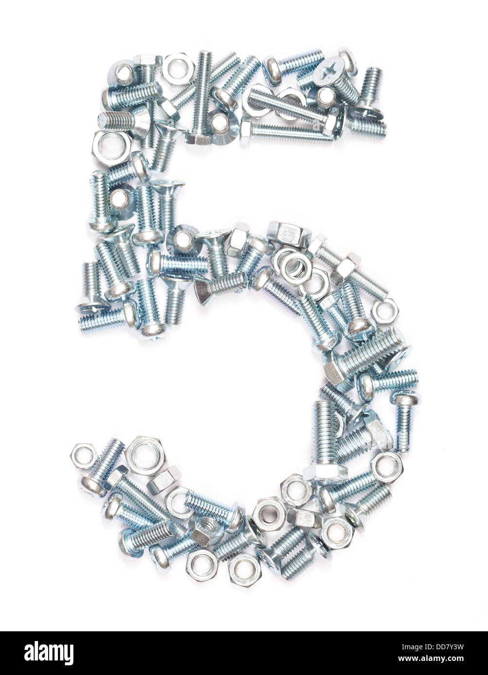 number 5 from nuts and bolts on white Stock Photo - Alamy
