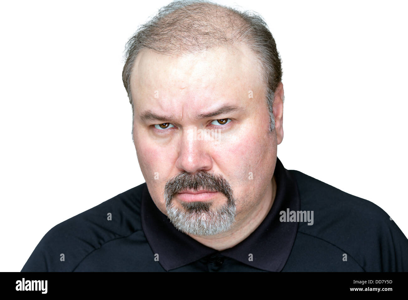 Angry man isolated on white, looking meanly Stock Photo - Alamy