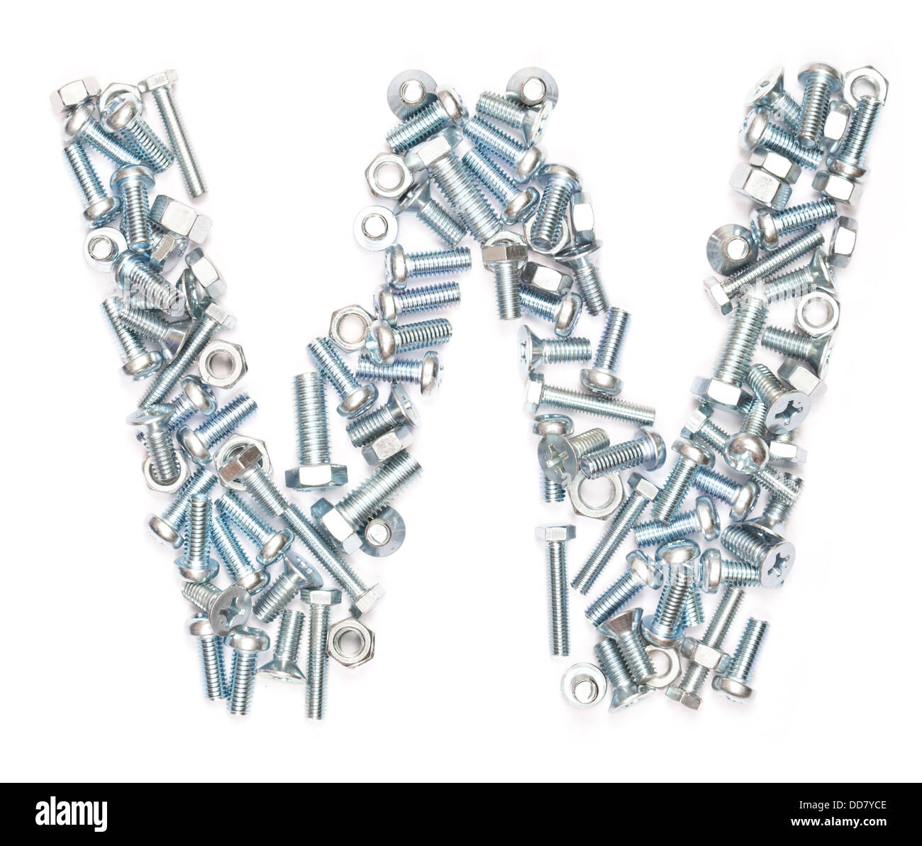 Letter W made of screws on white background Stock Photo - Alamy