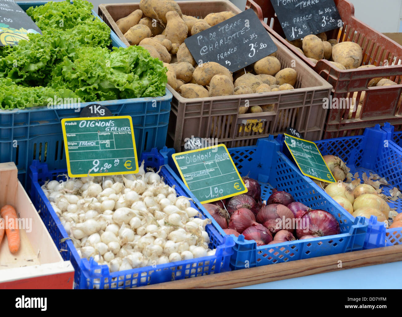Vegetables in French market stall Stock Photo - Alamy