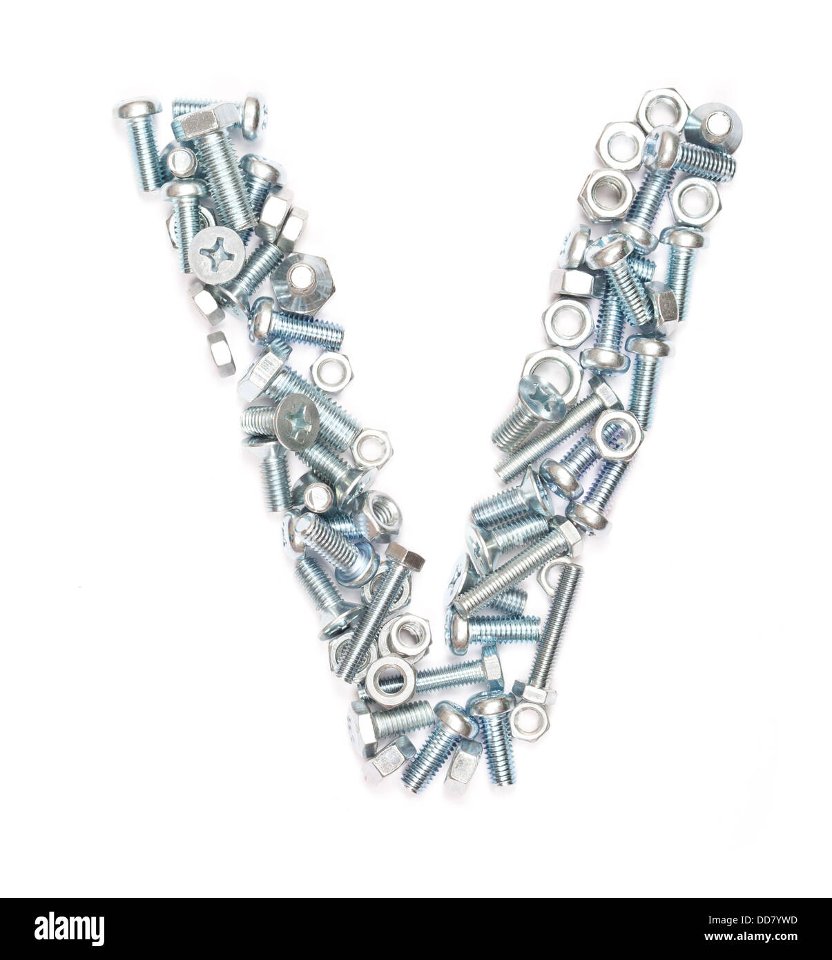 Letter V made of screws on white background Stock Photo - Alamy