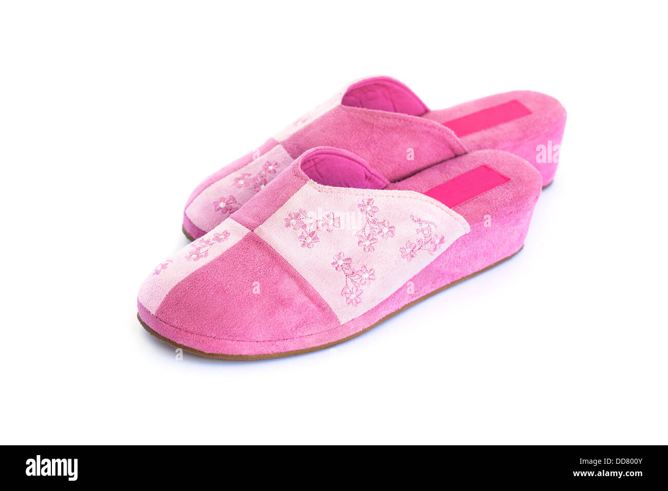 Pink slippers isolated on white background Stock Photo - Alamy