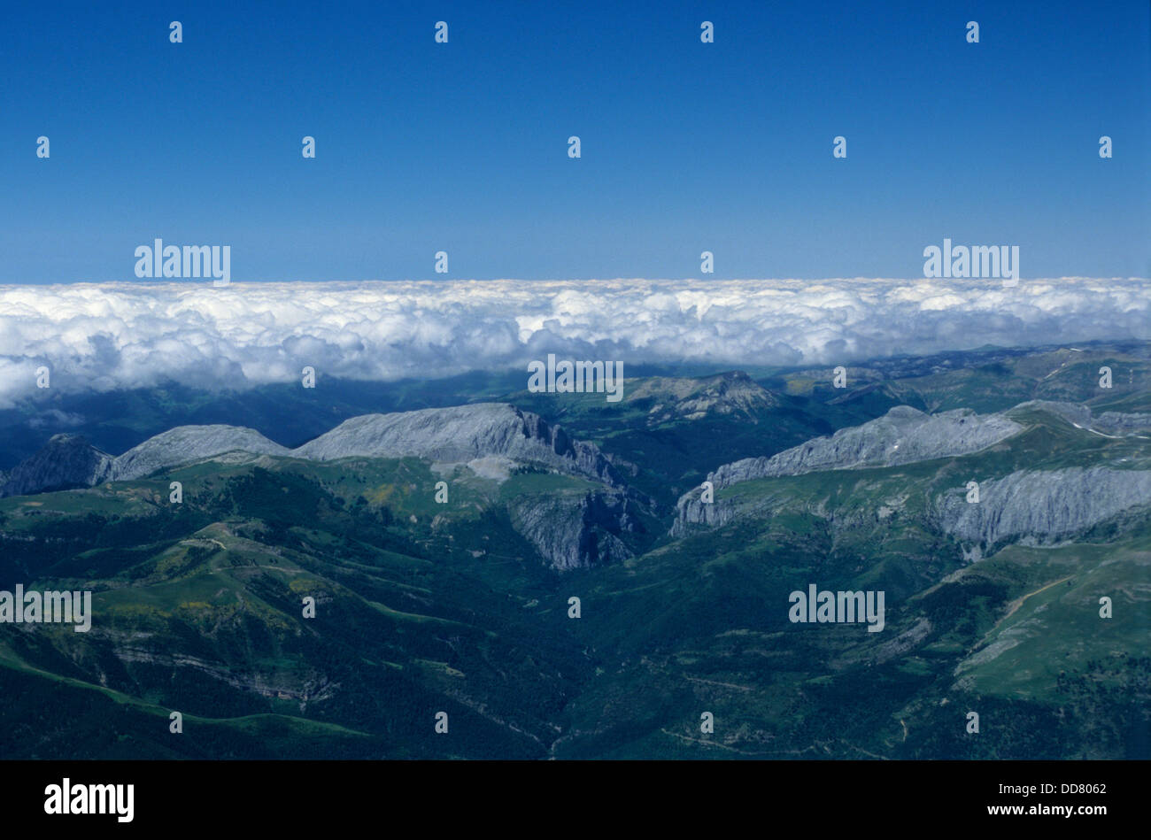 Aerial view of Sierra Arrigorrieta and Anso valley, Aragon, Spain Stock ...