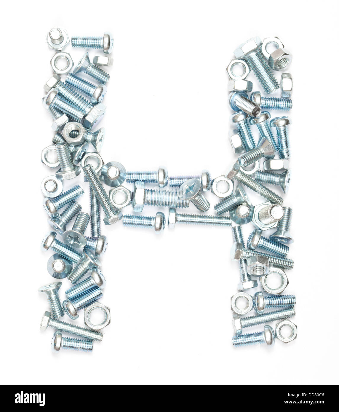 Letter H made of screws on white background Stock Photo - Alamy