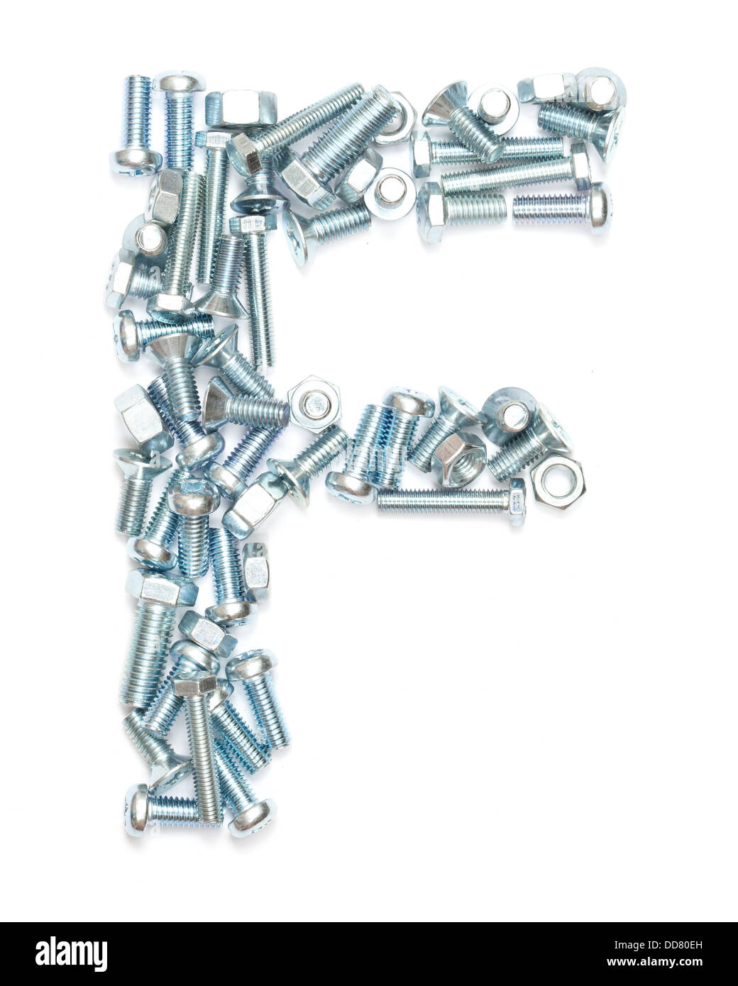 Letter F made of screws on white background Stock Photo - Alamy