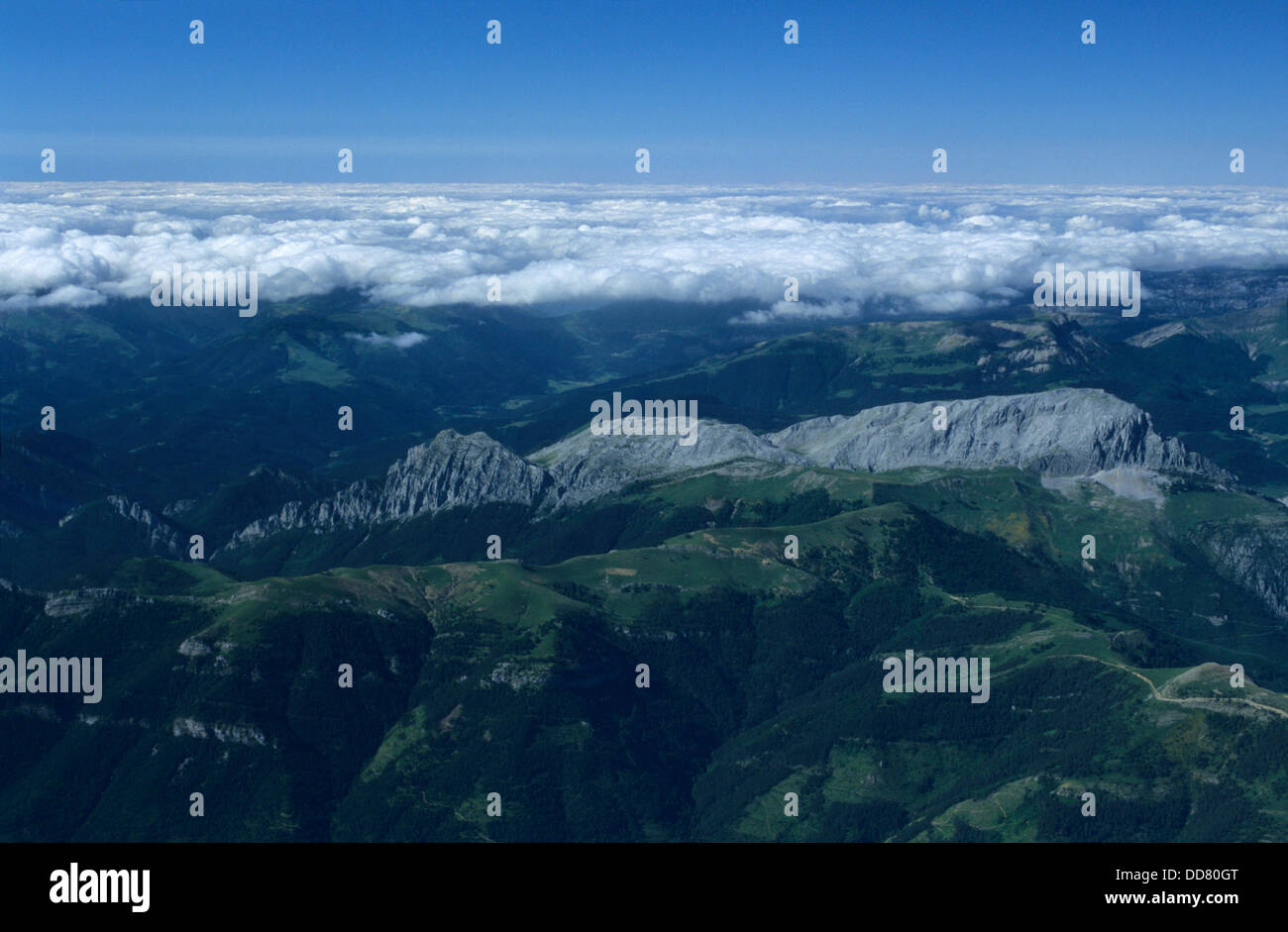 Aerial view of Sierra Arrigorrieta and Anso valley, Aragon, Spain Stock ...