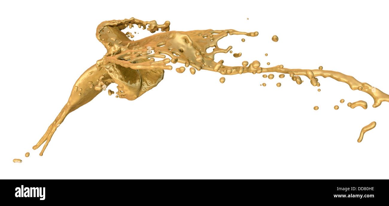 splashing gold - isolated on white background Stock Photo - Alamy