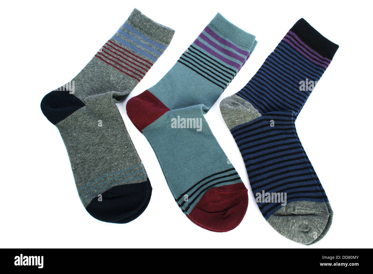 Three pairs of socks isolated on white background Stock Photo - Alamy