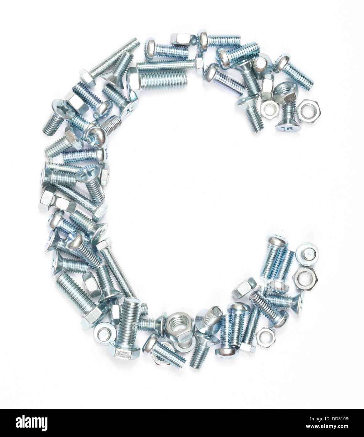 Letter C made of screws on white background Stock Photo - Alamy