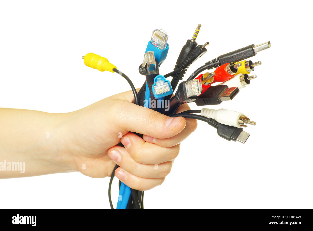 cables in hand Stock Photo - Alamy