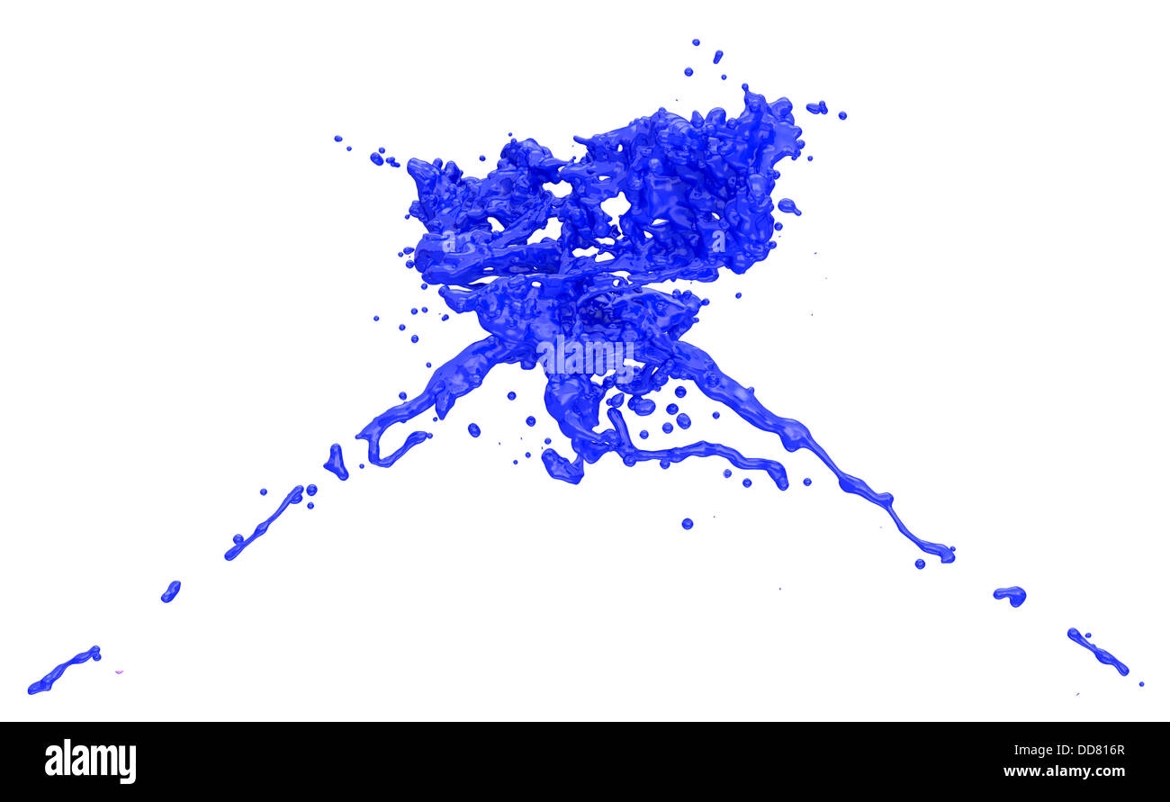 blue color splashes collide, isolated on white Stock Photo - Alamy