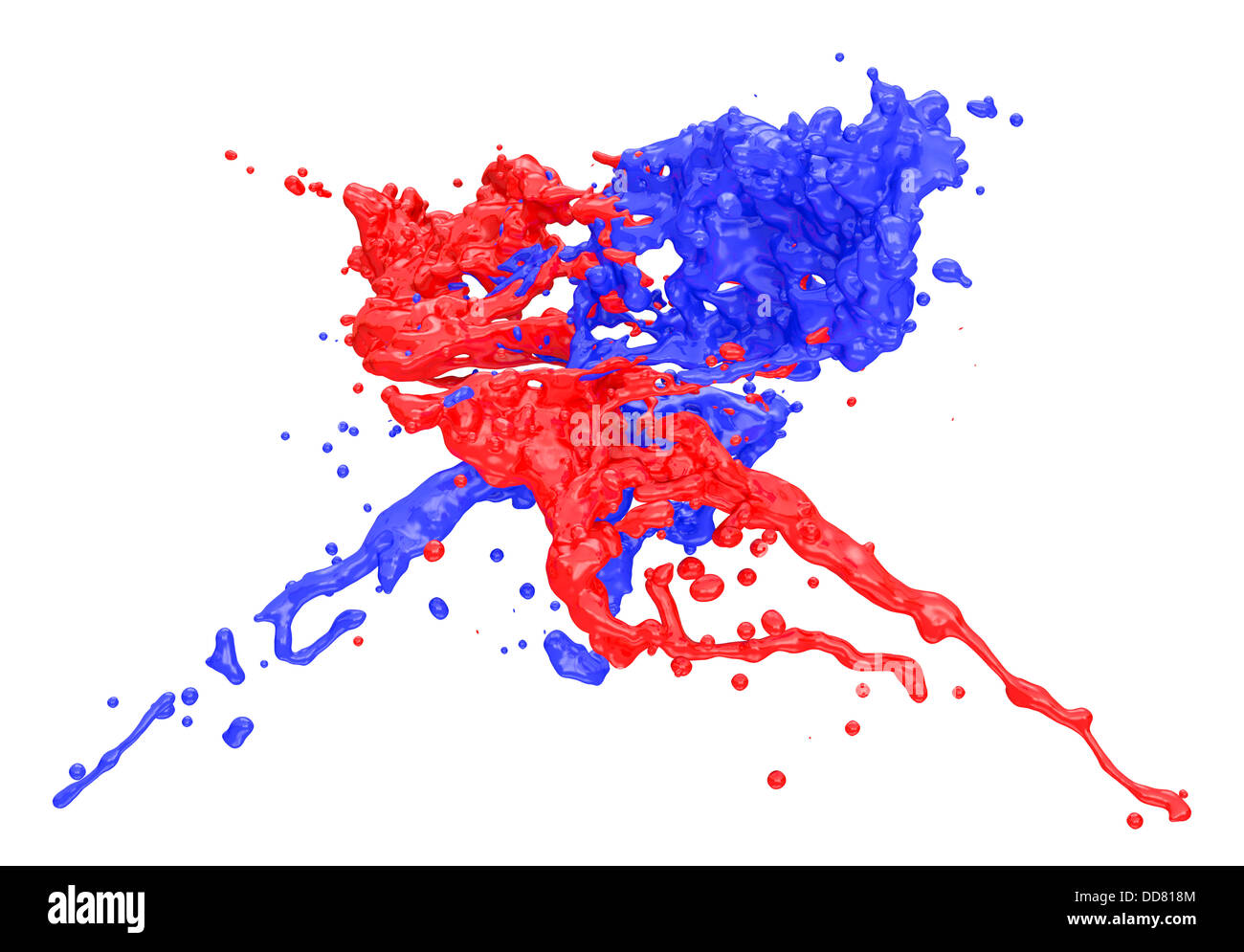blue and red color splashes collide, isolated on white Stock Photo - Alamy