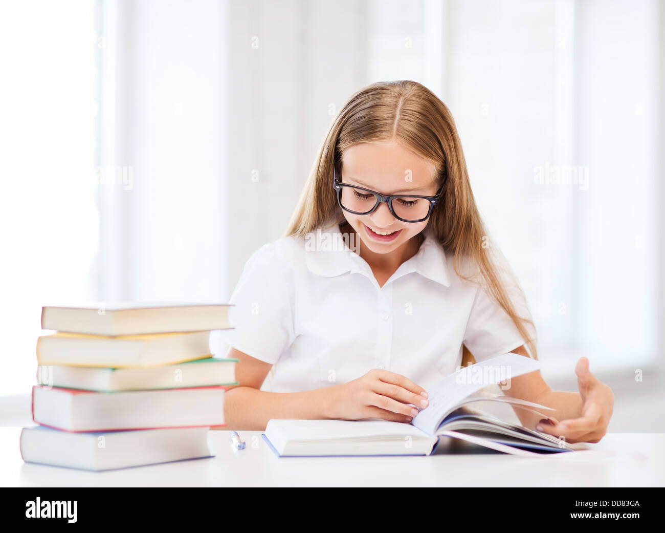 student girl studying at school Stock Photo - Alamy