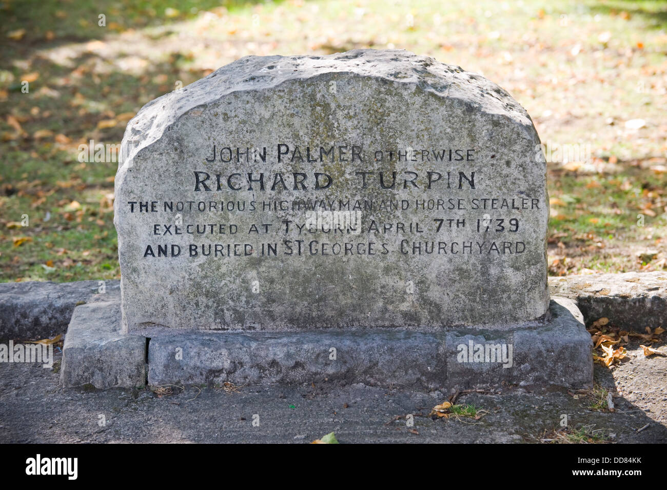 Gravestone of Dick Turpin notorious highwayman and horse stealer in St ...