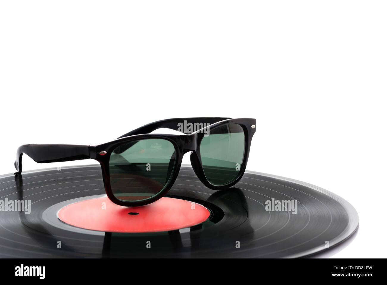 Vinyl disc LP with sunglasses Stock Photo - Alamy
