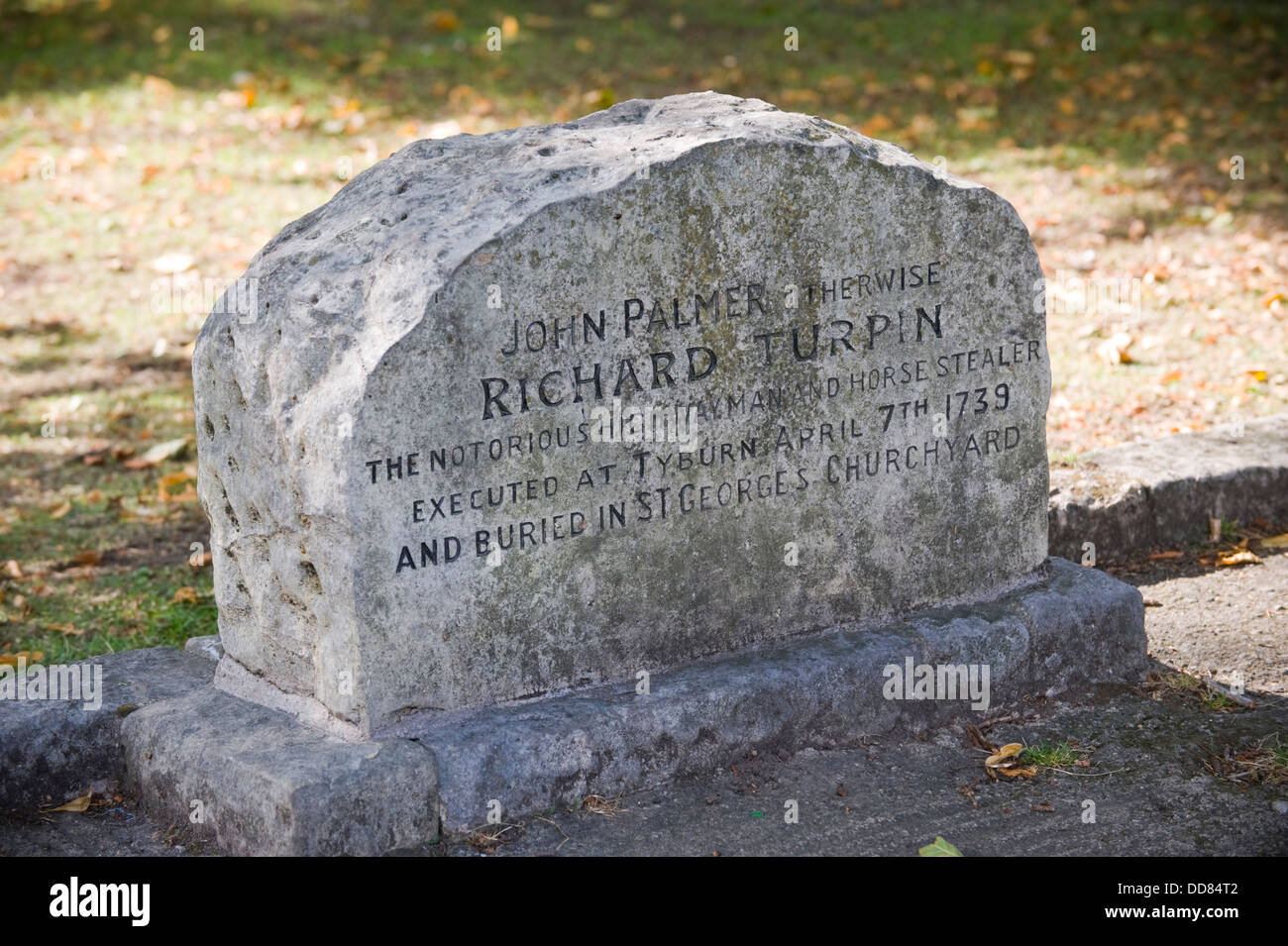 Gravestone of Dick Turpin notorious highwayman and horse stealer in St ...