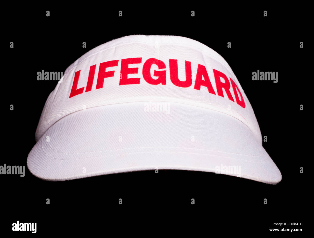white lifeguard hat black background Stock Photo - Alamy