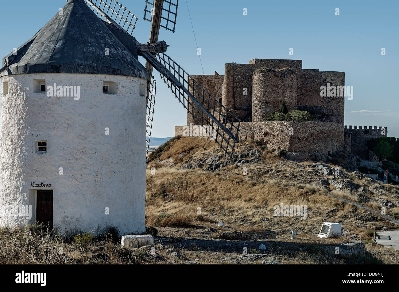 Old town with its castle and windmill hi-res stock photography and ...