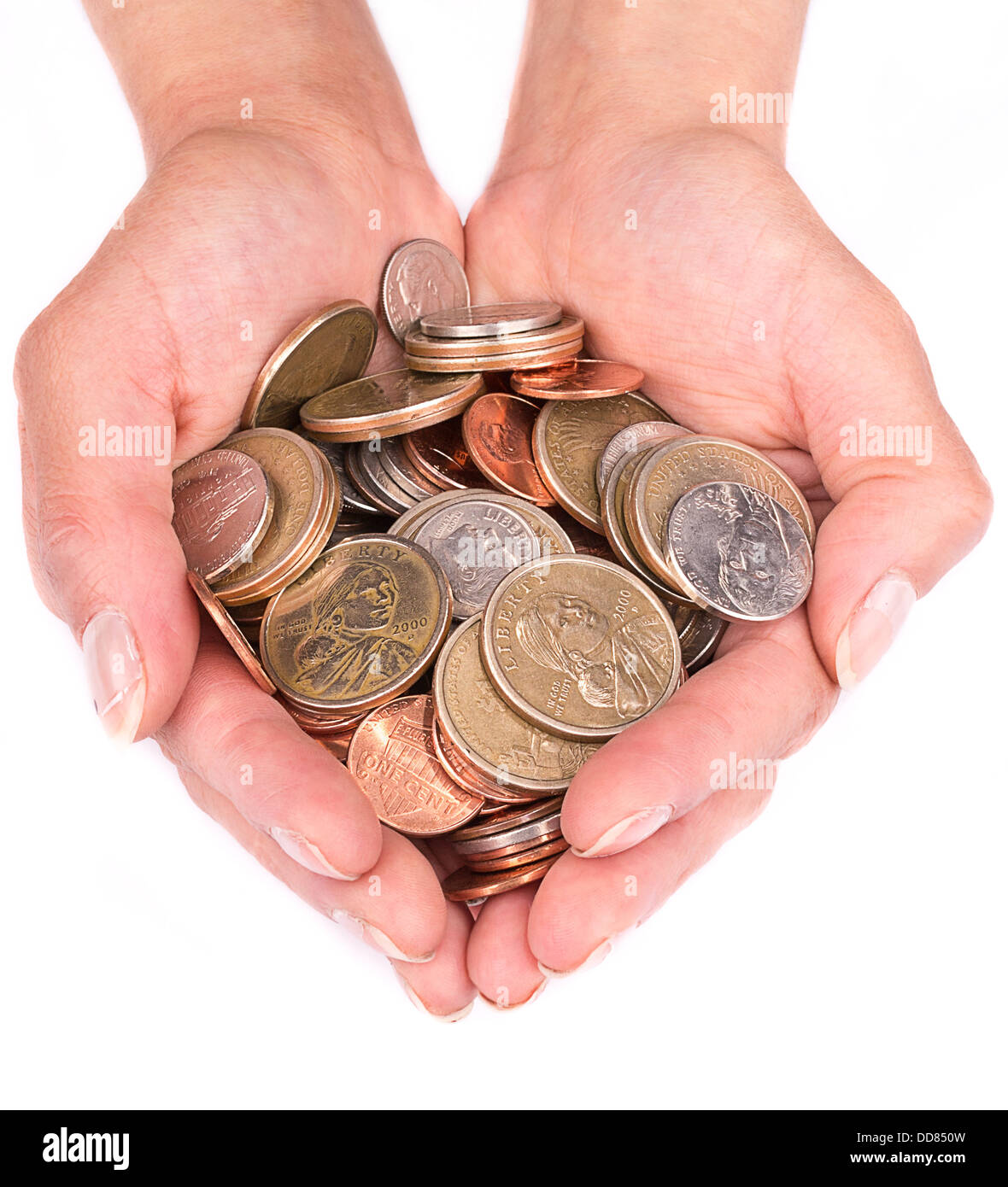 Stack money in hands Cut Out Stock Images & Pictures - Alamy