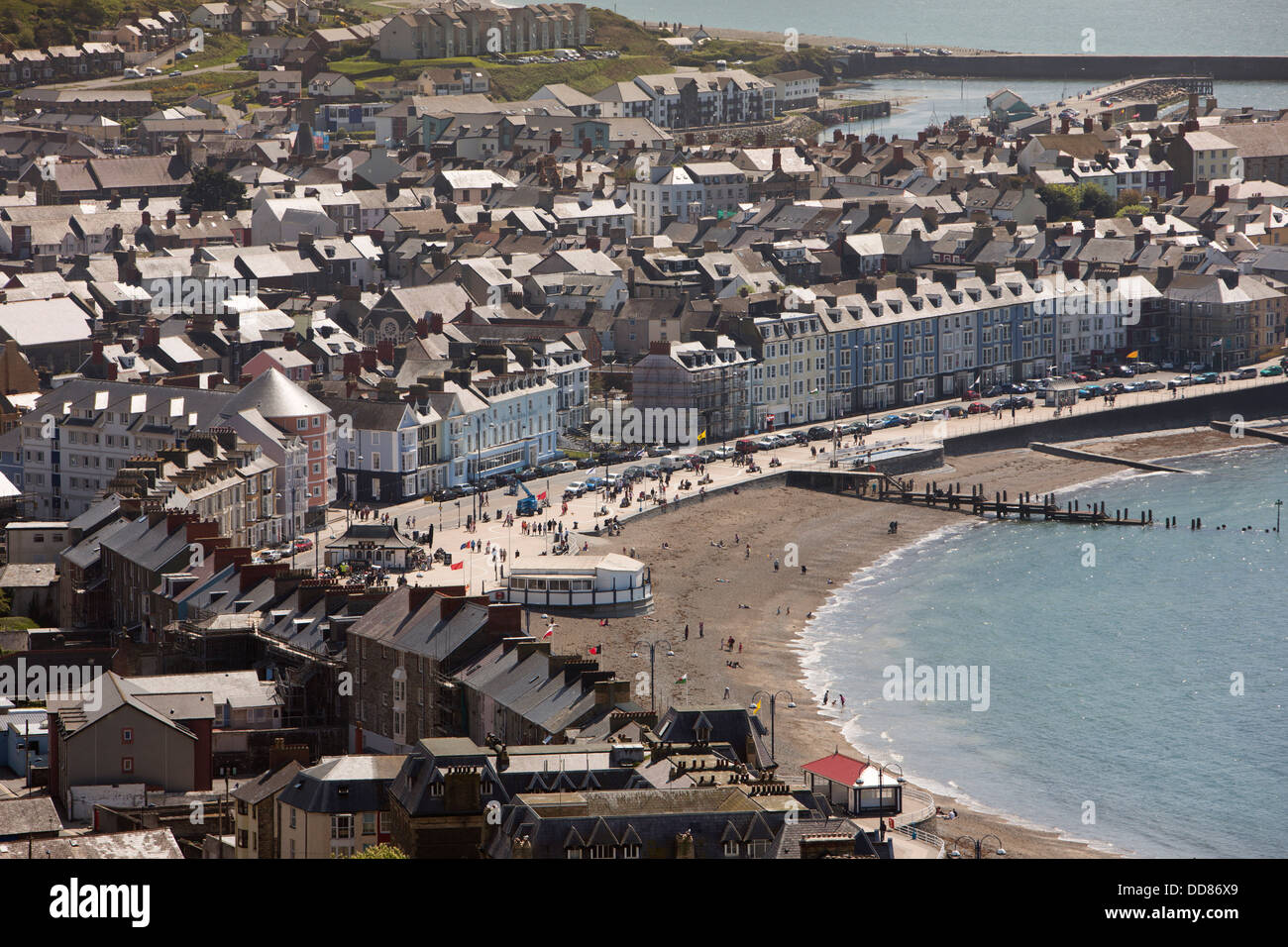UK, Wales, Ceredigion, Aberystwyth, Seafront from Constitution Hill ...