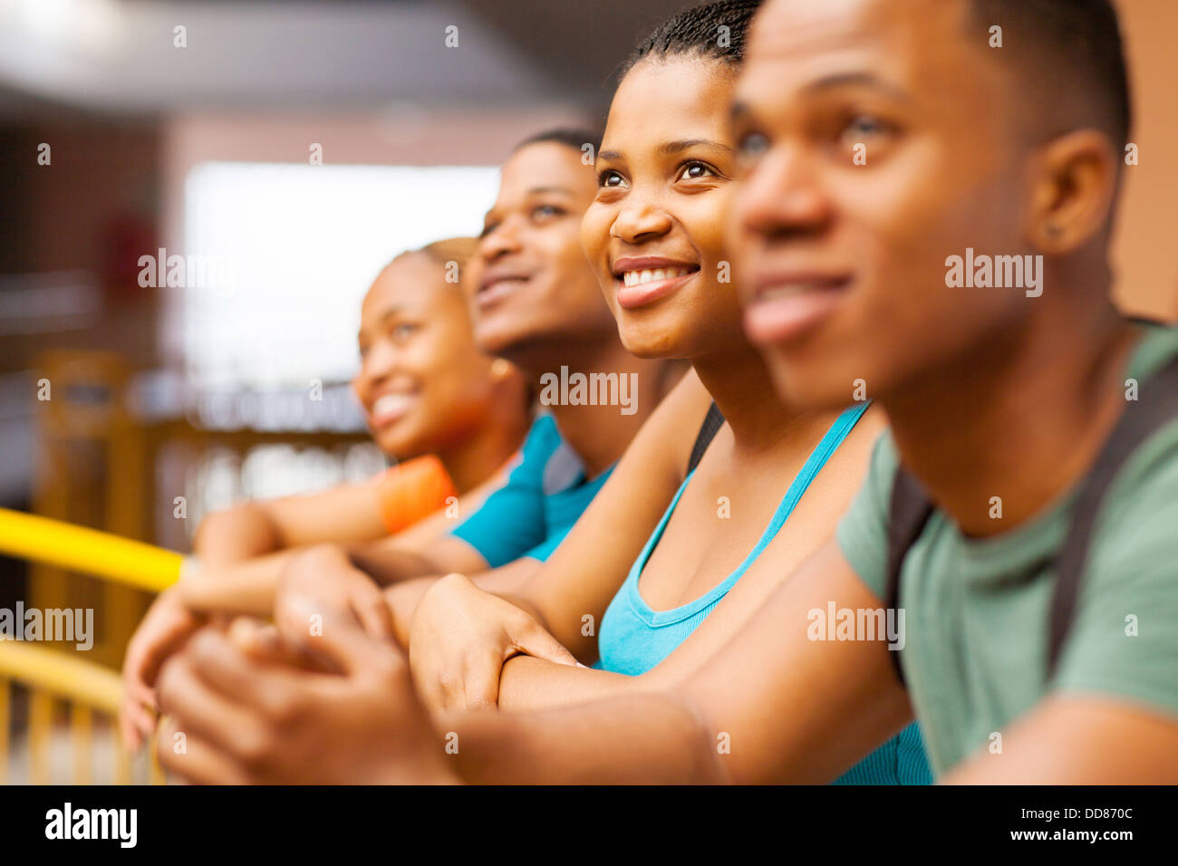 group of happy African college students looking up Stock Photo - Alamy