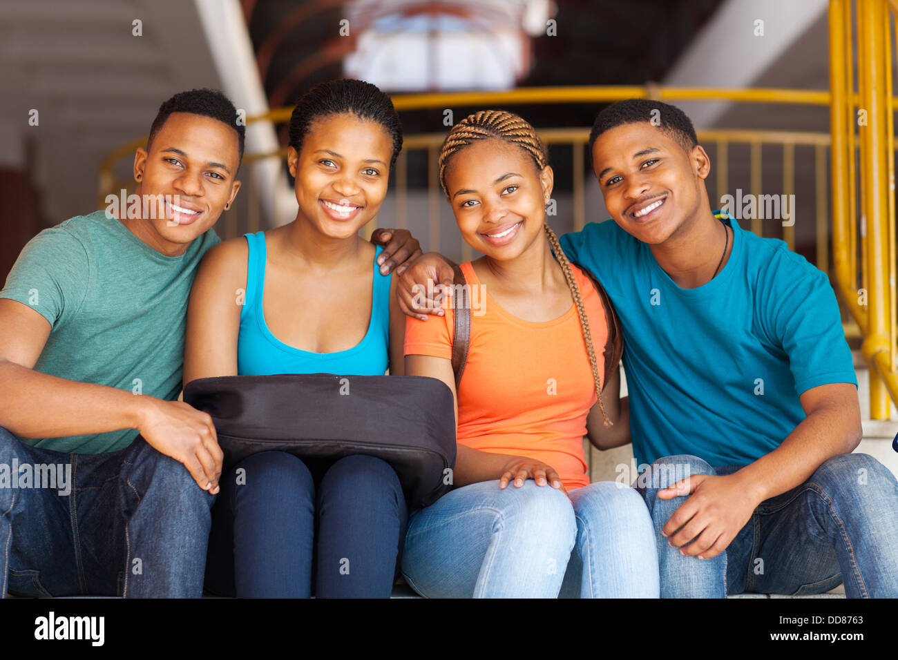 group of happy African American students looking at the camera Stock ...