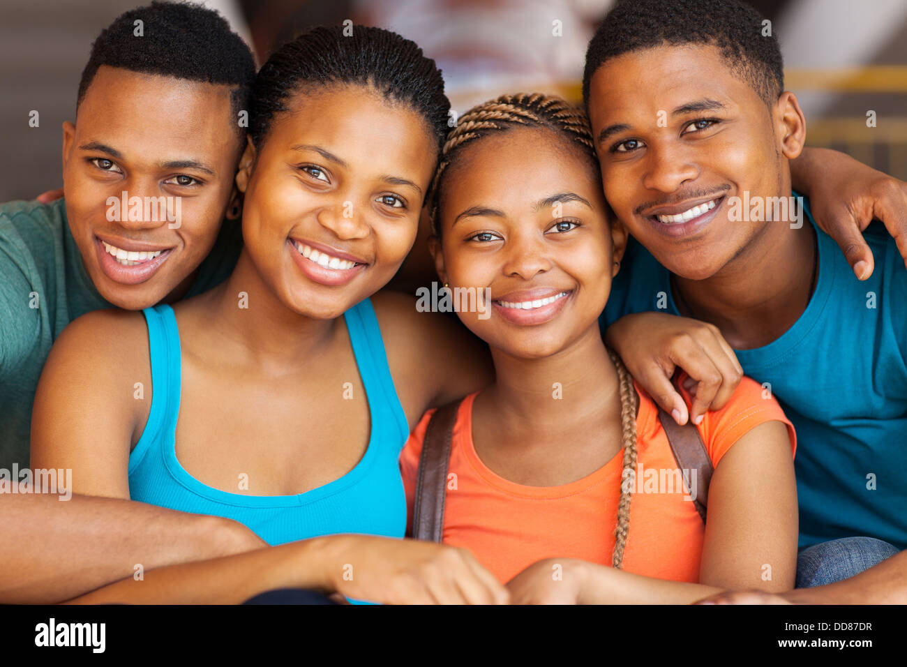 close up portrait of cute African American university students Stock ...