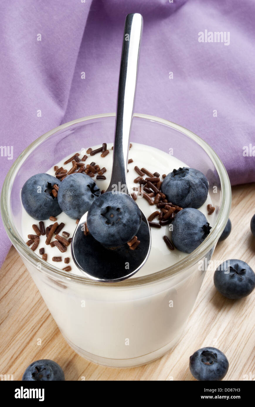 blueberries with fresh yogurt and chocolate sprinkles Stock Photo - Alamy