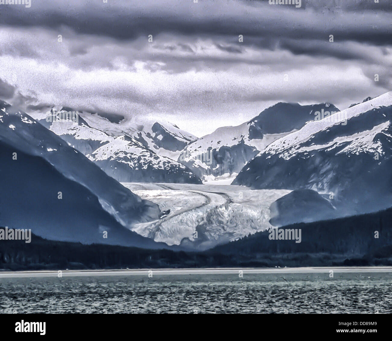 July 9, 2000 - Lynn Canal, Alaska, US - The impressive Herbert Glacier ...