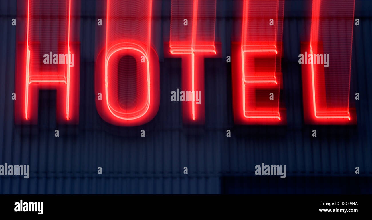 Hotel Neon sign Stock Photo - Alamy