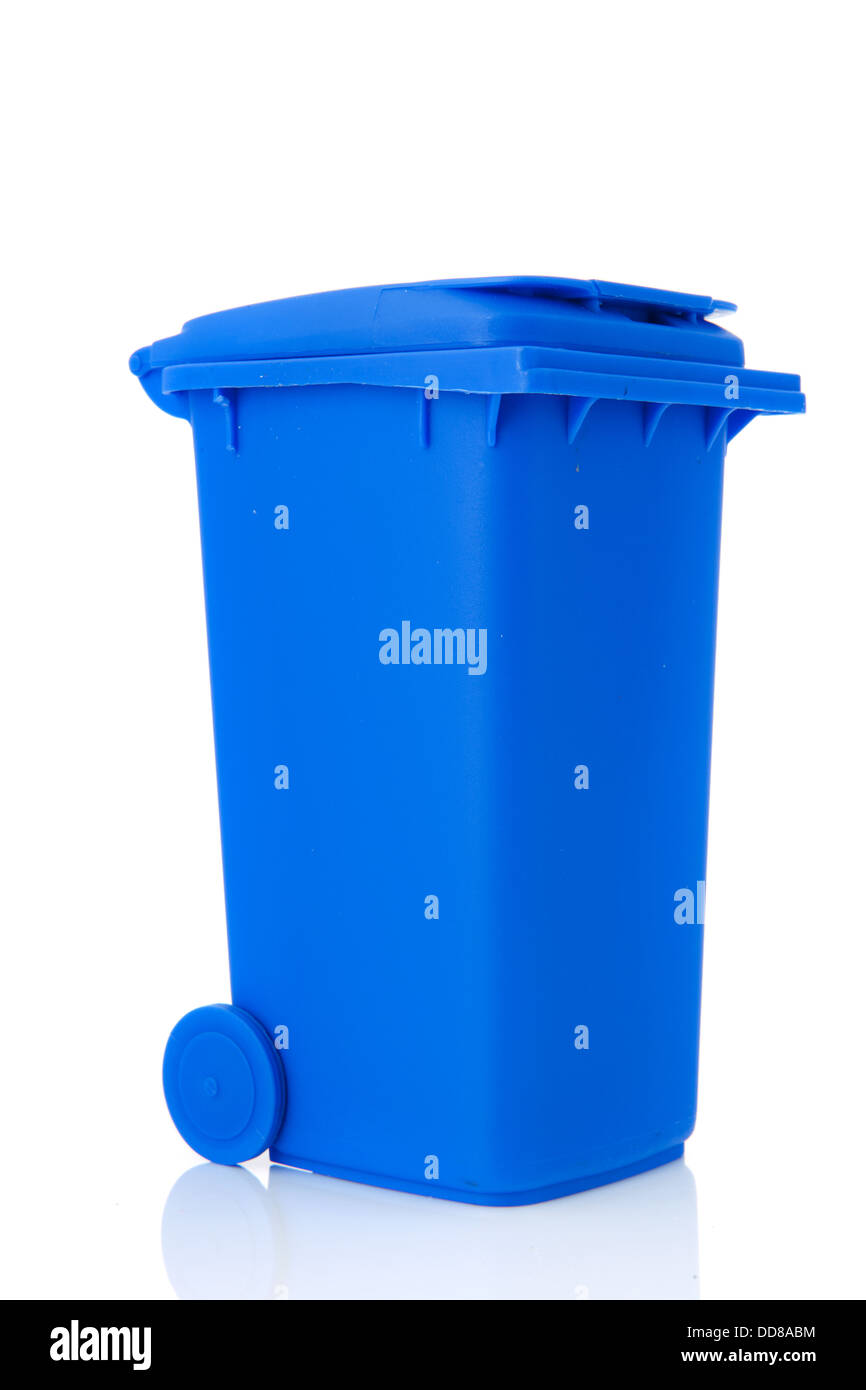 Blue plastic roll container Stock Photo - Alamy