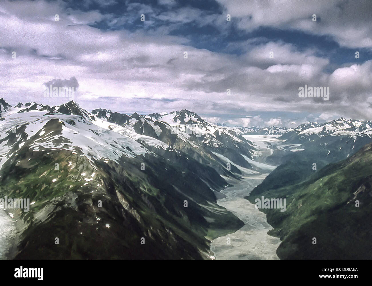 July 10, 2000 - Alaska, US - In this aerial view frozen rivers of ice ...