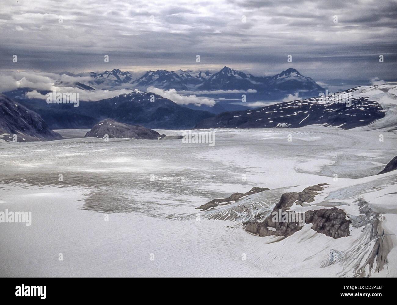 July 10, 2000 - Alaska, US - A spectacular aerial view of an icefield ...