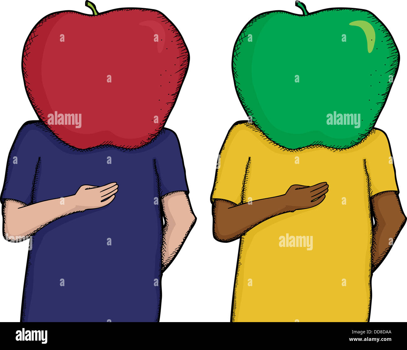 Cartoon of person with apple on head Stock Photo - Alamy