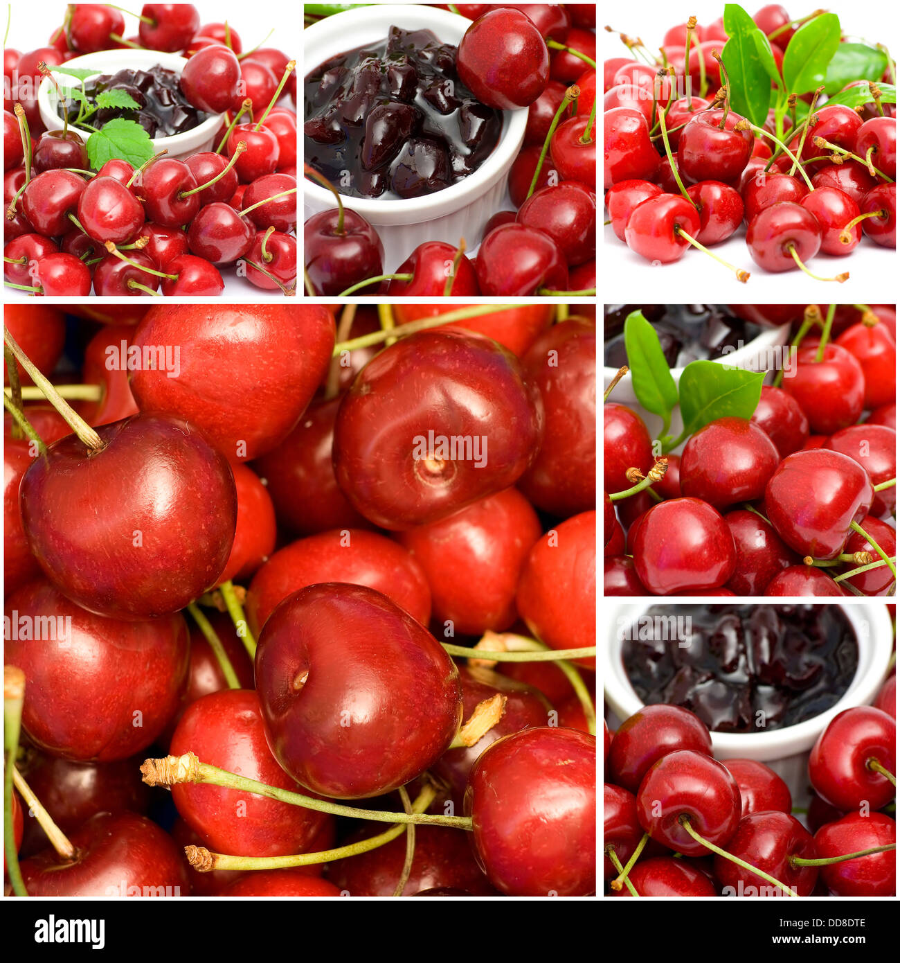 collage with cherries and jam Stock Photo - Alamy