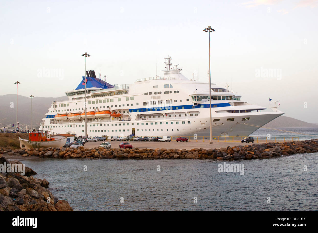 Passenger cruise ship at port in Agios Nikolaos, Crete Stock Photo - Alamy