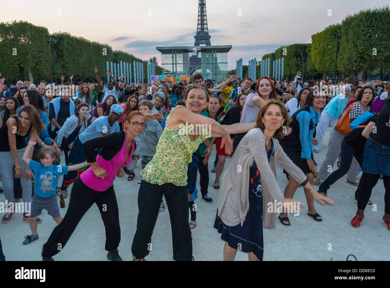 Paris, France, Large Crowd People, Front, dancing family france ...