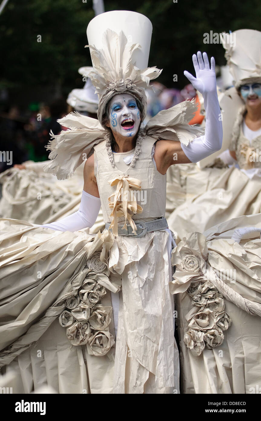 Woman in elaborate white dress in Seattle's Fremont Solstice Parade ...
