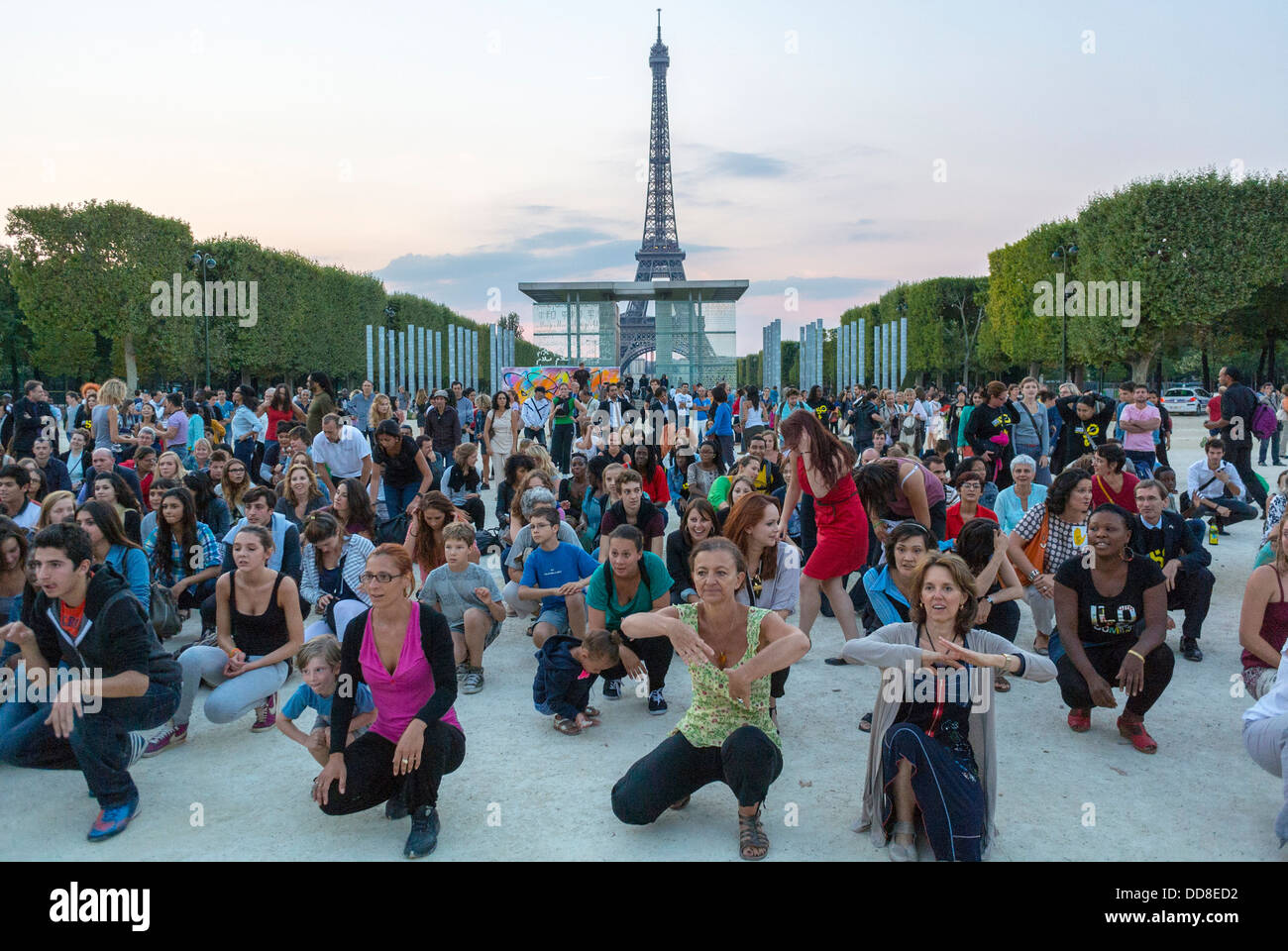 Paris, France, Wide Angle View, Large Crowd People, Front, Women ...