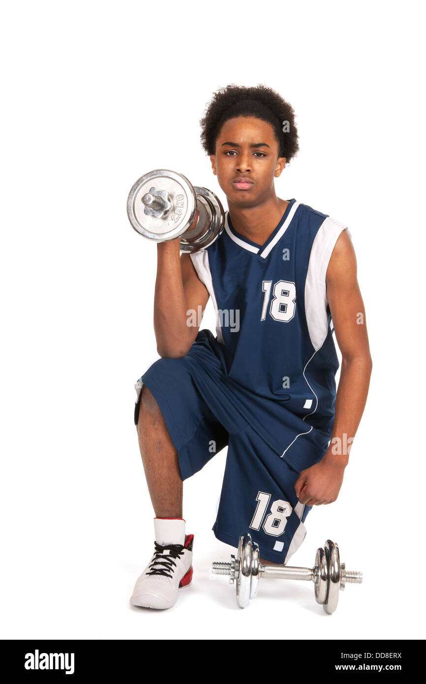 Young boy doing workout Stock Photo - Alamy