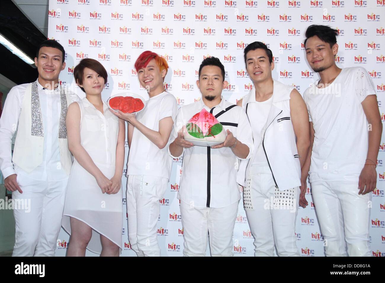 Taipei, China. 27th Aug, 2013. Taiwan pop group Sodagreen promote their ...