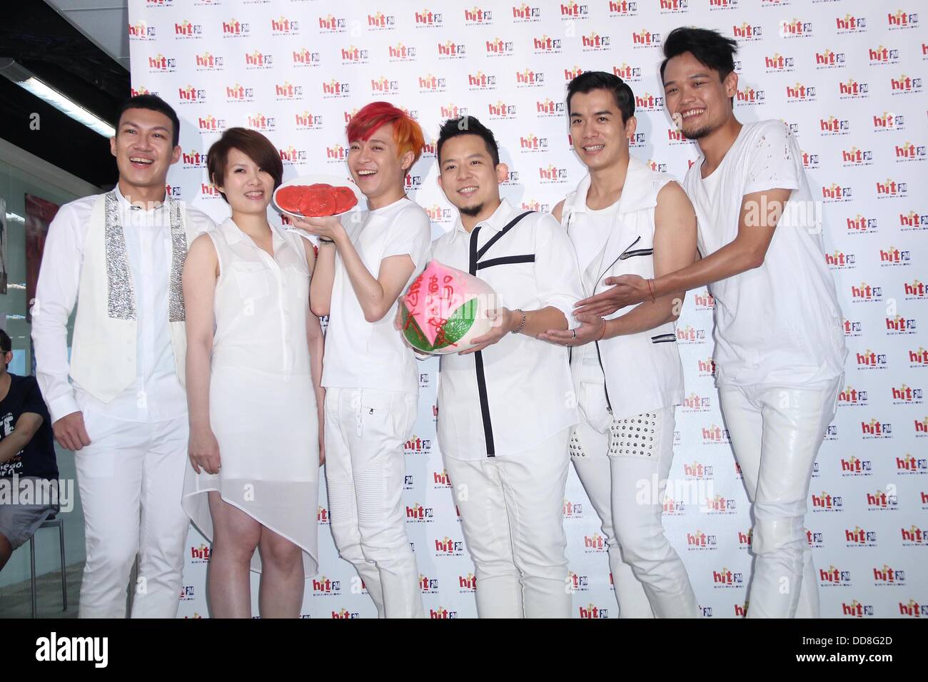 Taipei, China. 27th Aug, 2013. Taiwan pop group Sodagreen promote their ...