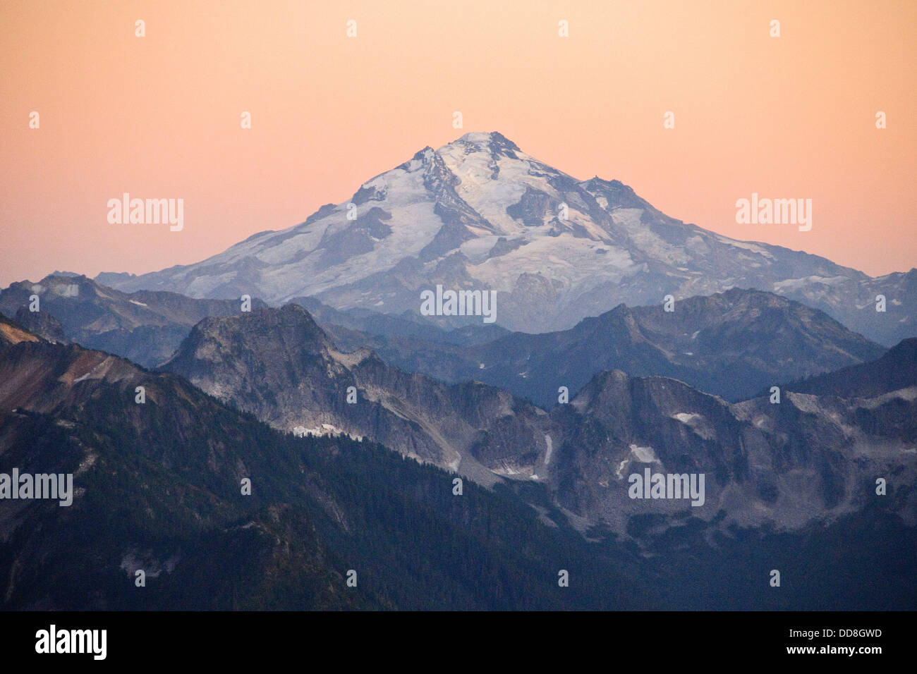 Mount Baker at Sunset, from Summit of Hidden Lake Peak, North Cascades ...
