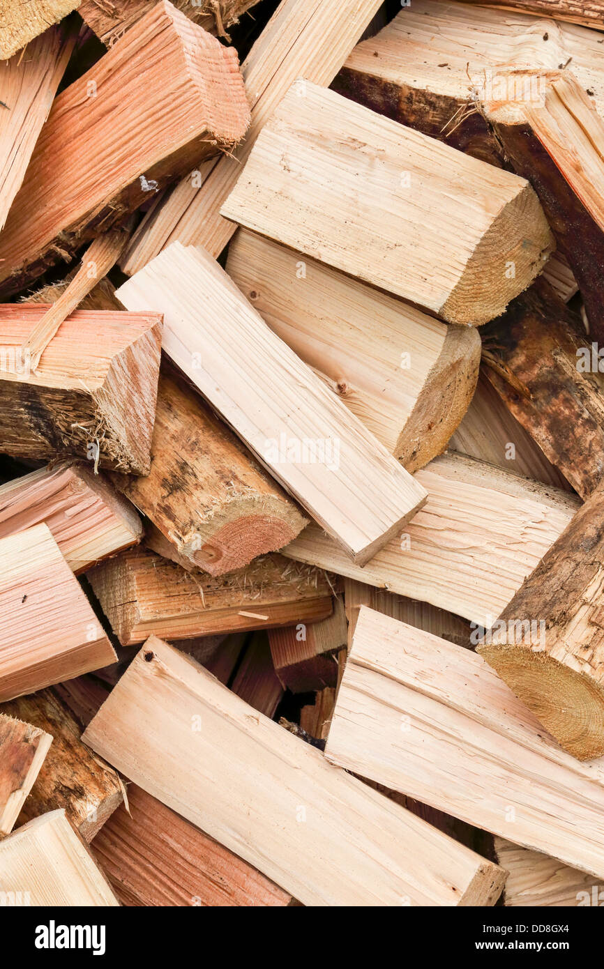 Chopped - Cut and Split Fire Wood in a Pile - Super sharp and showing ...
