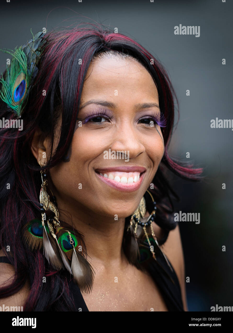 Seattle, Washington, USA. Fremont Solstice Parade. Portrait of woman ...