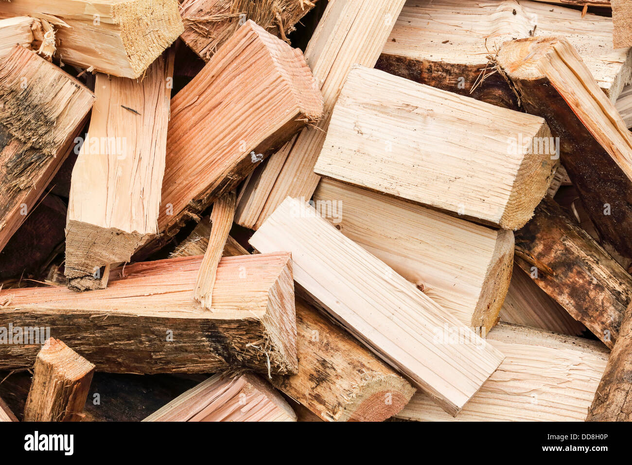 Chopped - Cut and Split Fire Wood in a Pile - Super sharp and showing ...